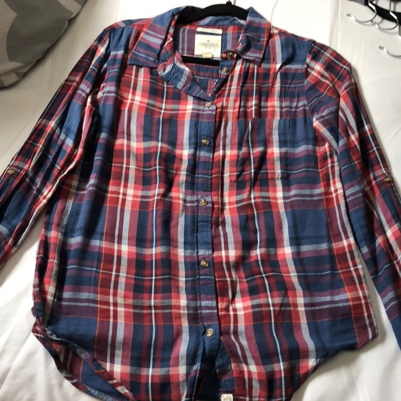 American Eagle Outfitters | Tops | Fannel For The Fall Red White Navy ...
